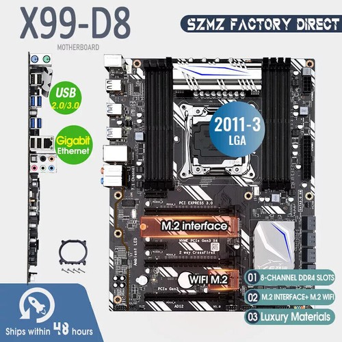 X99 D8 Motherboard LGA 2011-3 USB 3.0 SATA3.0 Supports 8* DDR4 RAM Xeon E5 V3 V4 | eBay