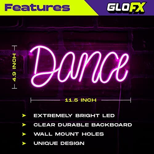 Dance LED Sign | Neon Sign for Bedroom Wall Decor or Desk | USB Powered ...