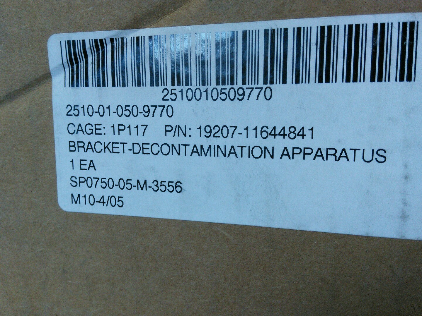 MILITARY M SERIES VEHICLES DECOM BRACKET 2510-01-050-9770 P/N 19207 ...