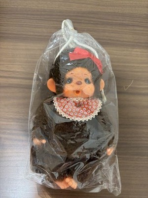 Monchichi Girl Plush Toy Floral Print, Red Ribbon & Lace Collar, 13cm ...