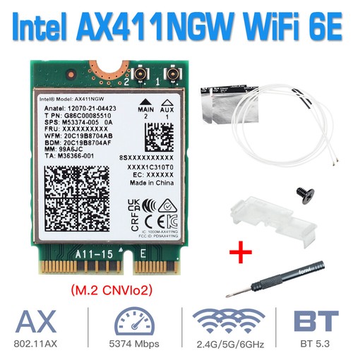 Intel AX411NGW WiFi 6E M.2 CNVIO2 Bluetooth 5.3 Network Card With WiFi ...