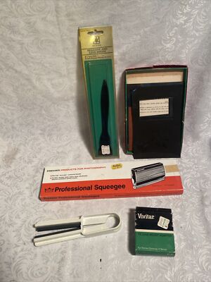 Vintage Photography Darkroom Lot Squeegee Tongs Negative Brush Lens | eBay