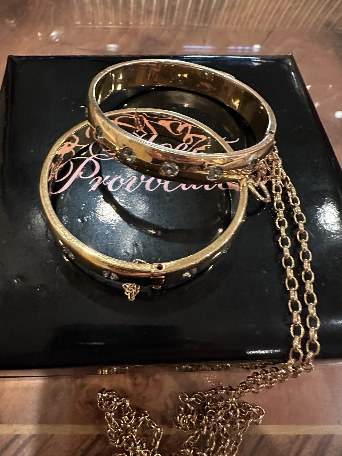Agent Provocateur Gold Crystal Handcuff On Chain Cuff Bracelet Jewelry ...