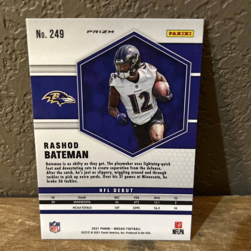 Rashod Bateman NFL Debut Rookie Panini 2021 Mosaic Football #249 Green ...