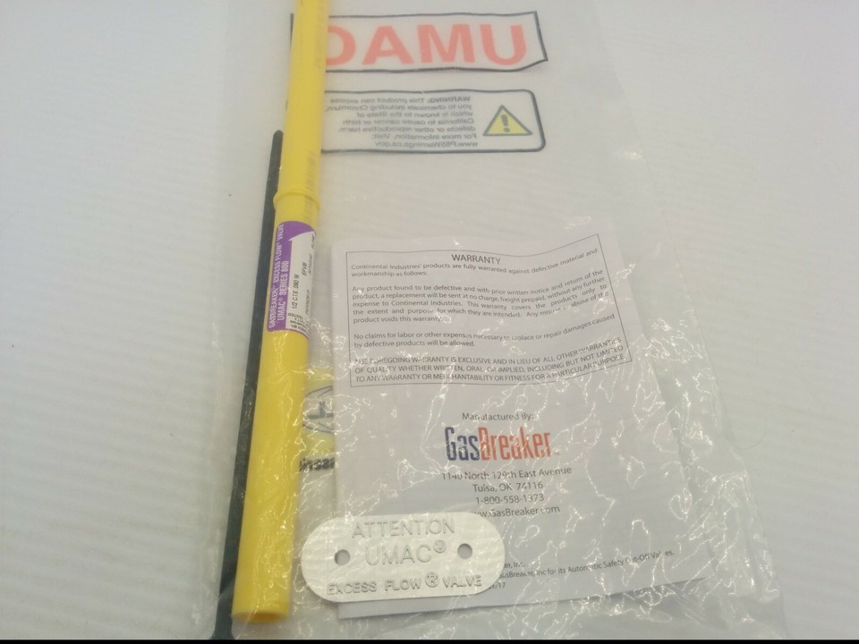 UMAC HUBBELL P41 EXCESS FLOW VALVE, SERIES 800, 1/2" CTS .090 x 12" LG ...