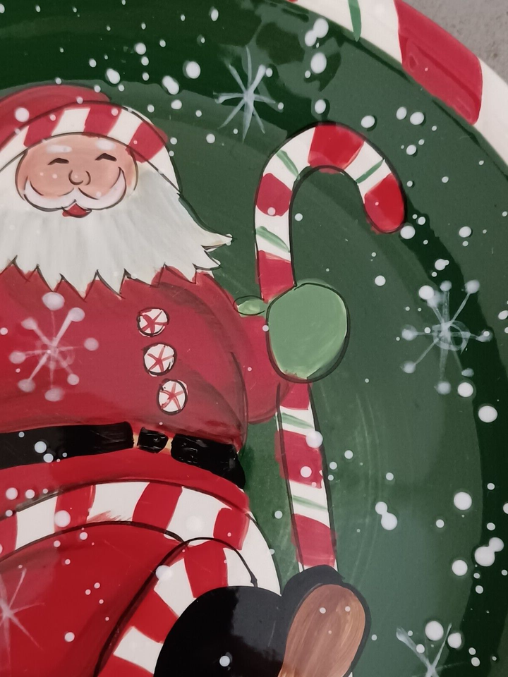 3 Certified International Susan Winget Peppermint Santa Christmas ...