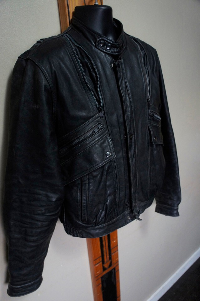 Vintage Wilsons Leather Sz 44 Vented Armoured Throat Tab Biker ...