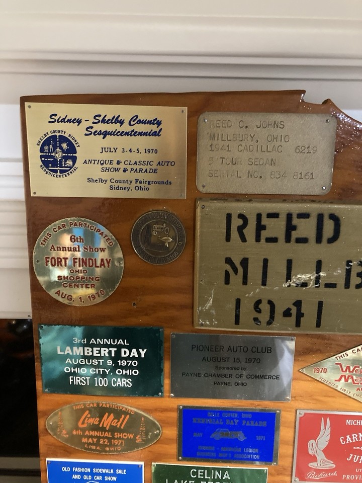 Vintage Car Show Dash Plaques On Wood Board In The Shape Of The State ...