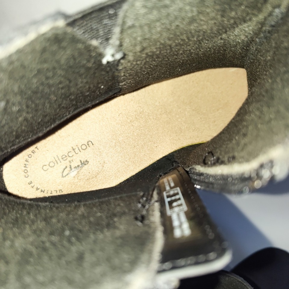 Clarks Cora Braid Ankle Boots Preppy Black Suede Leather Heel Size 9 ...