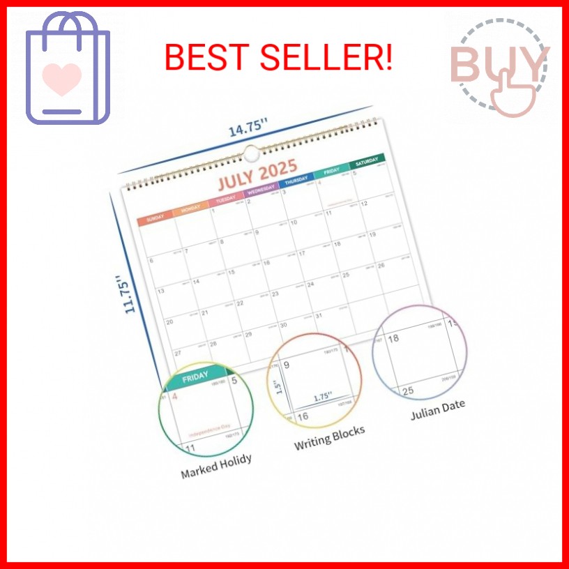 Wall Calendar 2025-2026 - Monthly Calendar from July 2025 to December ...