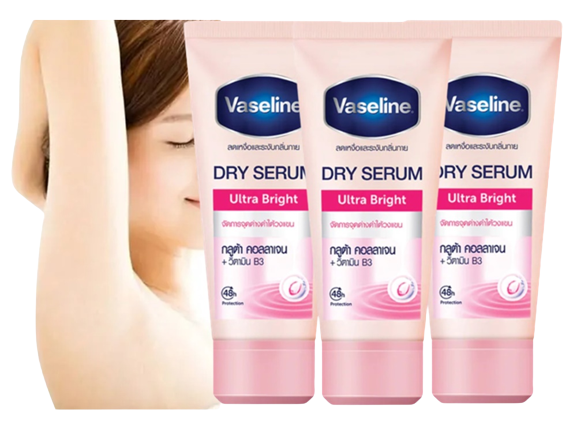 Vaseline Underarms Dry Serum Ultra Bright Collagen Vitamin B3 Whitening 30mlx3 | eBay