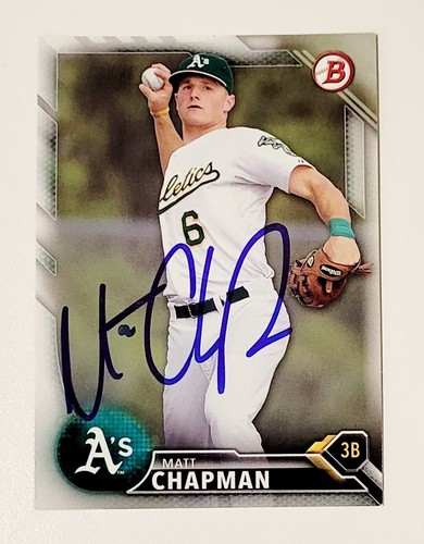 MATT CHAPMAN Signed 2016 Bowman Card #BP147 Oakland A's Autograph | eBay