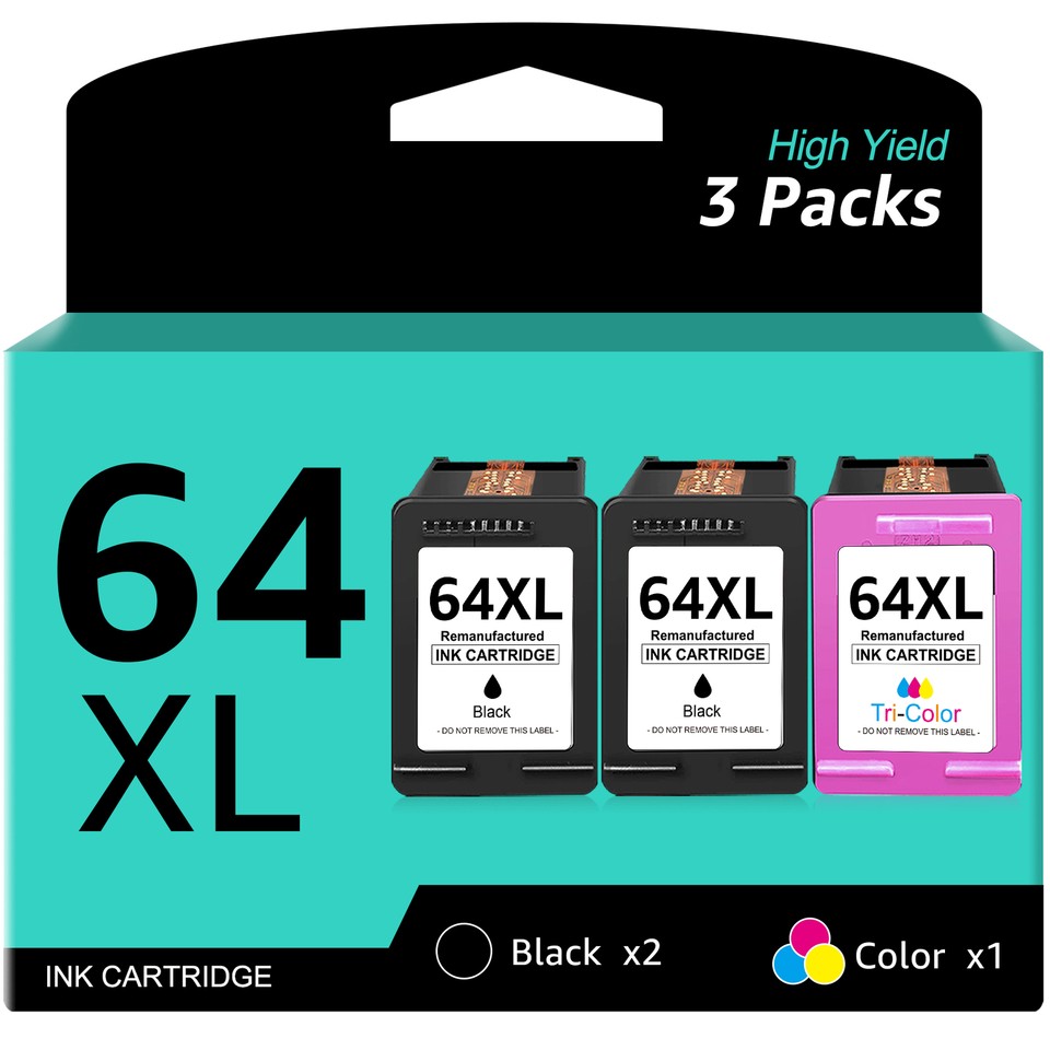 64XL Black Color Ink Cartridge 64 XL for HP Envy 7155 7158 7855 7858 ...