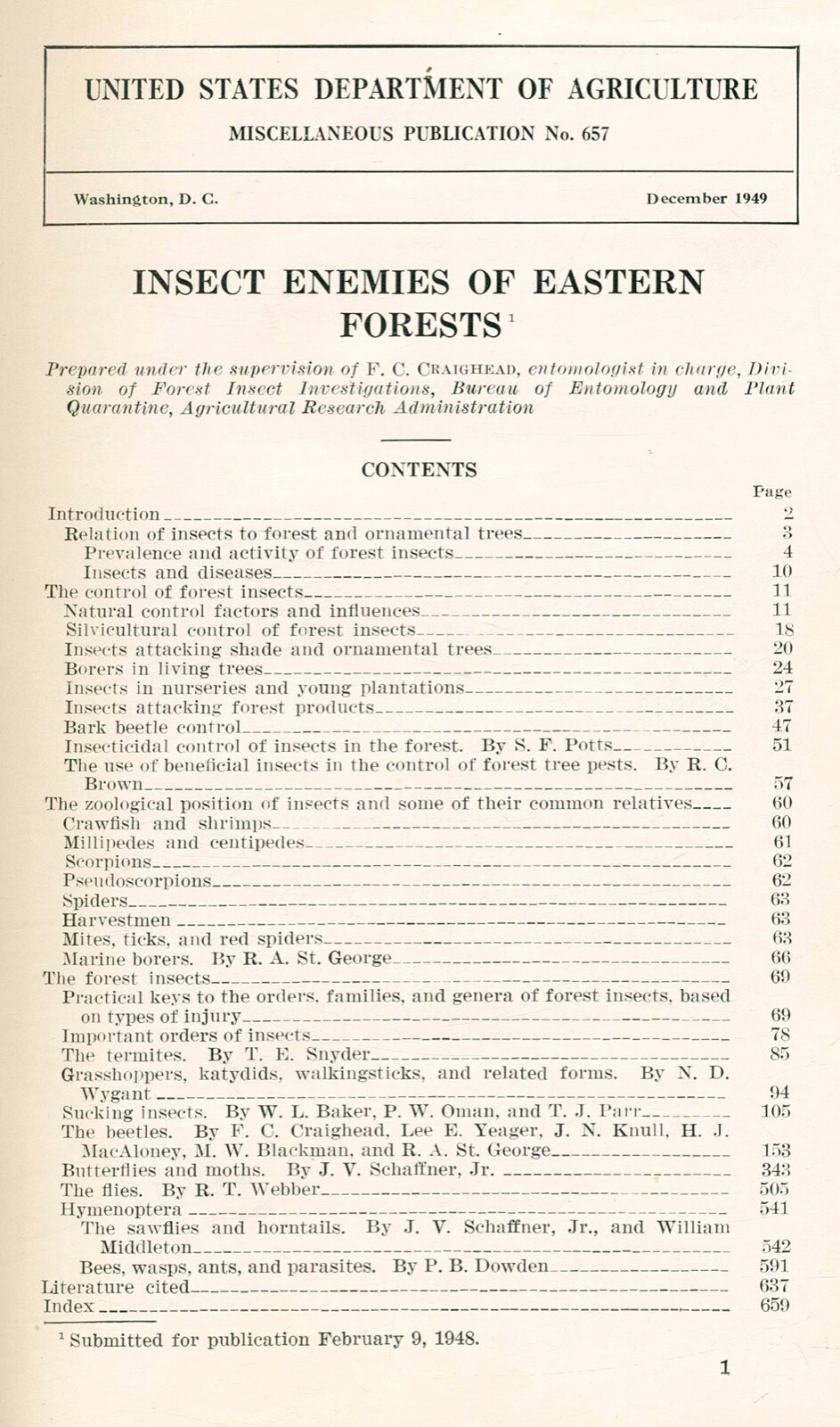 Insect Enemies of Eastern Forests by Craighead USDA 1950 Entomology W7 ...