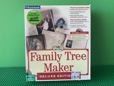 BRODERBUND FAMILY TREE MAKER DELUXE EDITION INCLUDES 9 CDS AND BOOKS | eBay