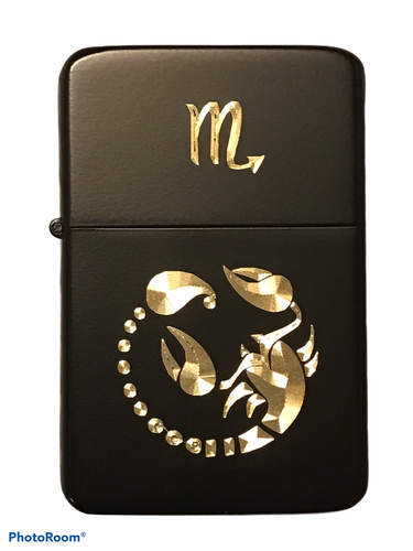 SCORPIO LIGHTER Matte Black finish FREE ENGRAVING Zodiac Astrology Star ...