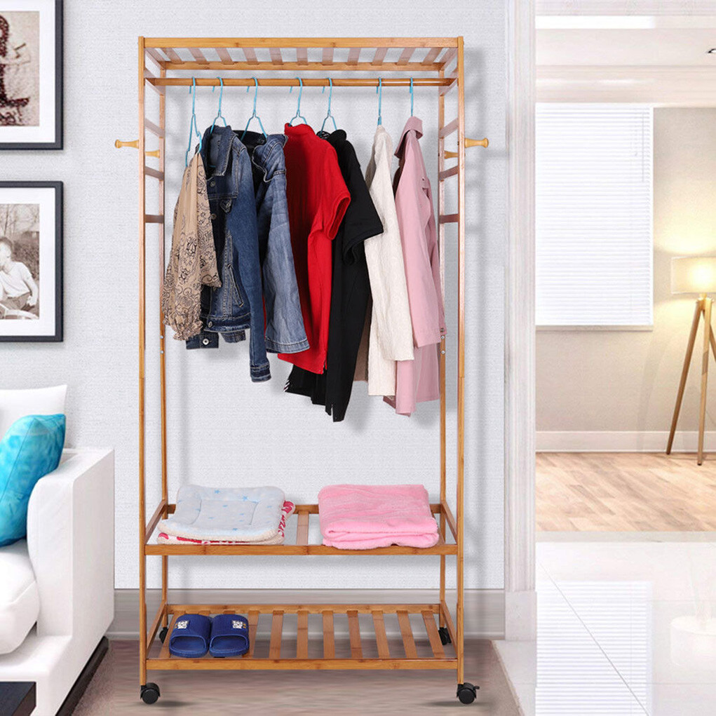 Clothes Rail Open Wardrobe Stand Bedroom Storage Shelves Shoe Rack ...