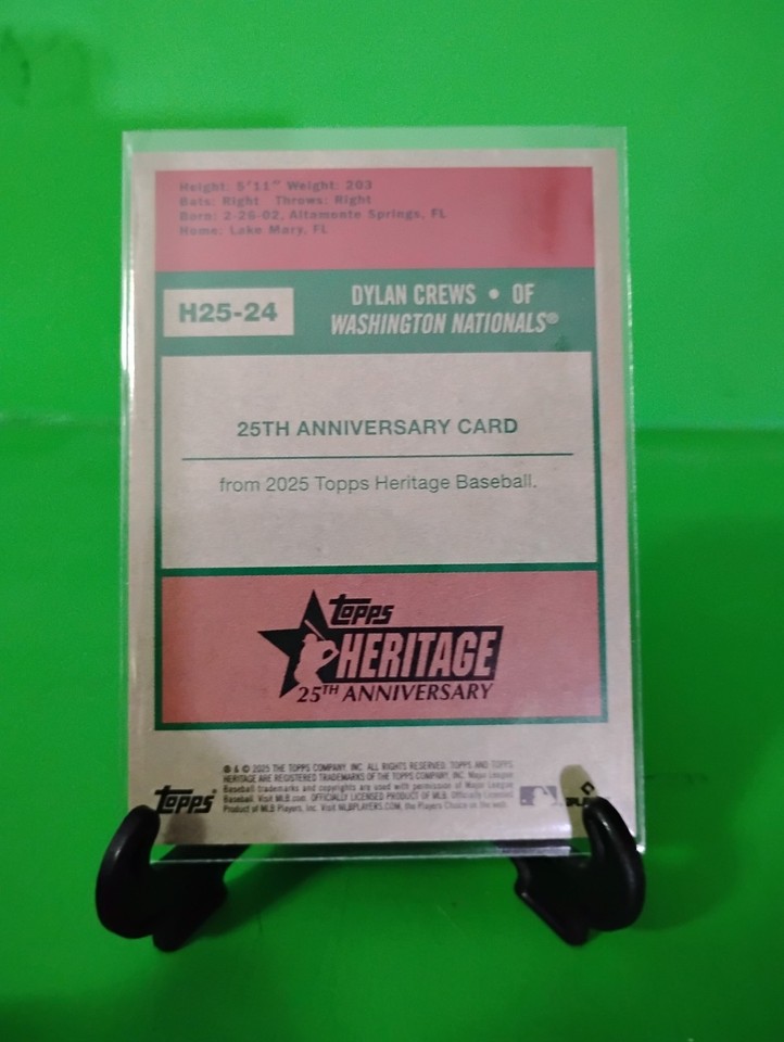 H7 2025 Topps Heritage #H25-24 Dylan Crews Heritage 25th Anniversary ...