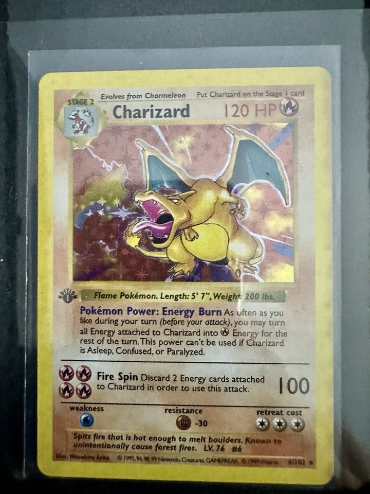 1999 Pokemon Base Set 1st Edition Holo Charizard 4/102 Shadowless ...