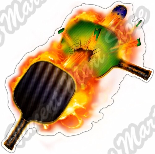 Pickleball Boom Paddle Fire Sport Flames Car Bumper Vinyl Sticker Decal ...