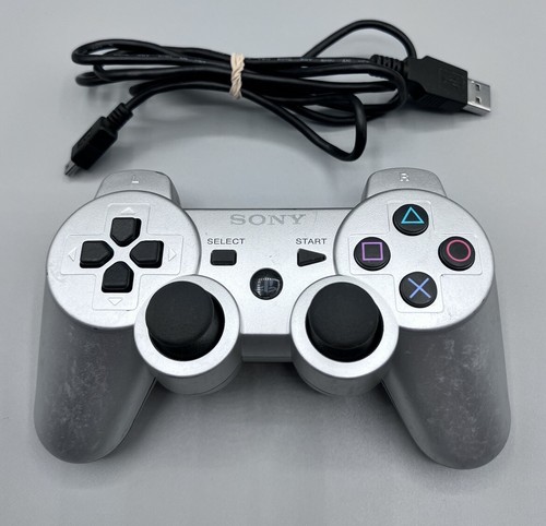 Sony PS3 Satin Silver Dualshock 3 Sixaxis Controller W/Cable ...