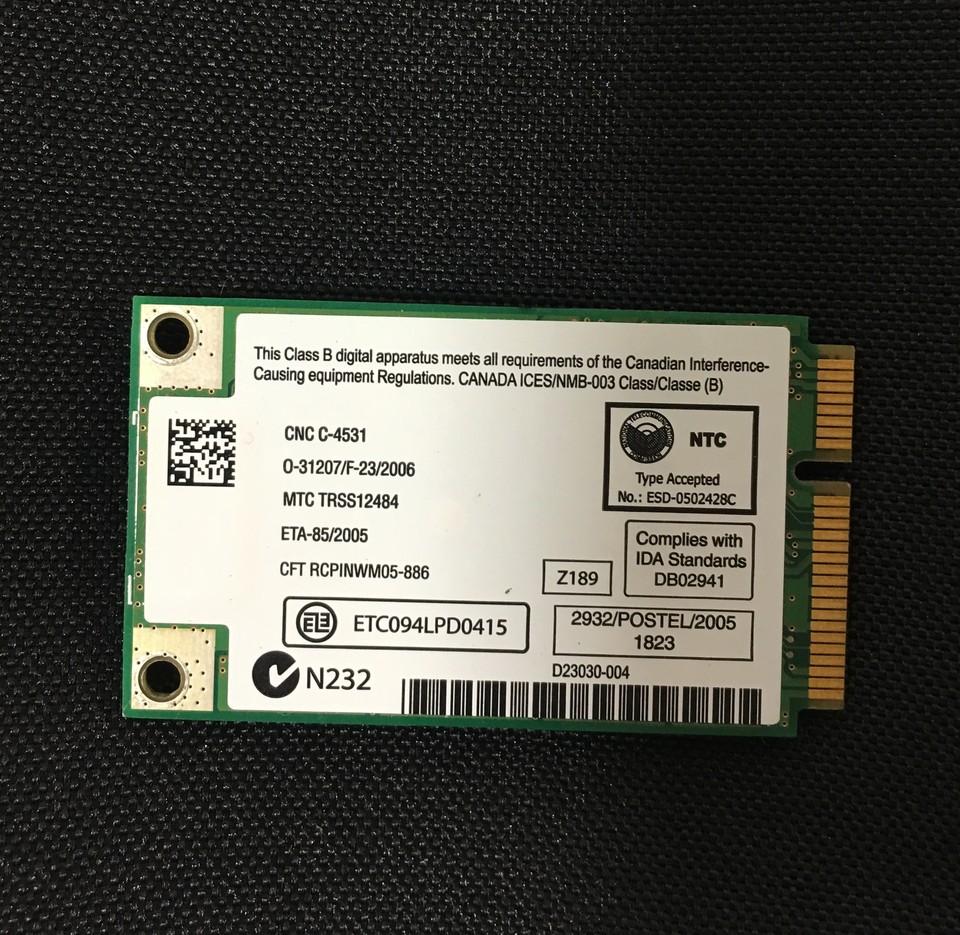 Dell Intel WM3945ABG MOW1 D620 D630 D820 D830 wireless wifi card CN ...