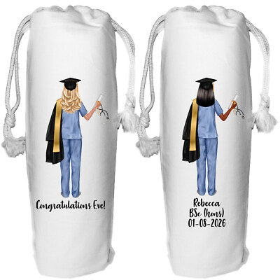 Personalised Graduation Wine Bottle Bag Nurse Champagne Gin Prosecco ...
