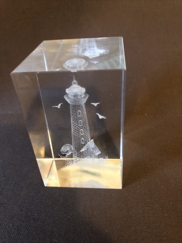 Laser Etched Lighthouse Glass Block Paperweight 3"x 2" | eBay