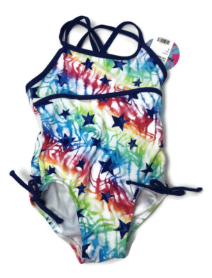 Beach Native Girls Bathing Suit Strappy One Piece Blue Stars Size 5 | eBay