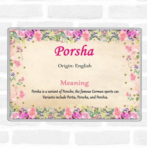 Porsha Name Meaning Jumbo Fridge Magnet Floral | eBay