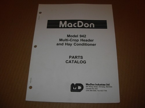 MacDon 942 Multi-Crop Header & Hay Conditioner Parts Manual | eBay