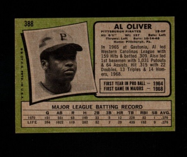 1971 Topps # 388 Al Oliver Ex-Mt | eBay