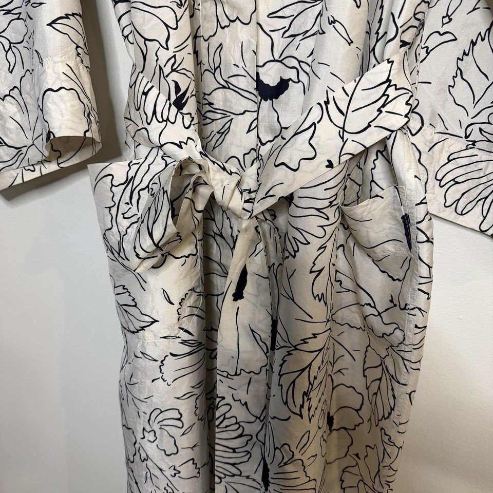 Vintage jim thompson silk Black And White Robe, Kimono One Size | eBay