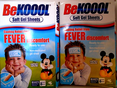 Be Koool Soft Gel Sheets Fever Relief for Kids 6 Ea 2 Boxes | eBay