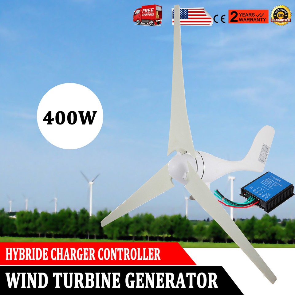 400W-1200W Wind Turbine Generator Kit Windmill DC 12/24V MPPT Charger ...