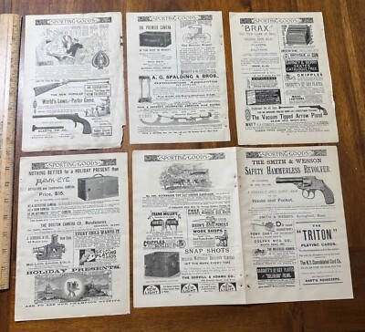 Antique print ad lot Sporting Goods Guns Playing Cards Lantern Bikes ...