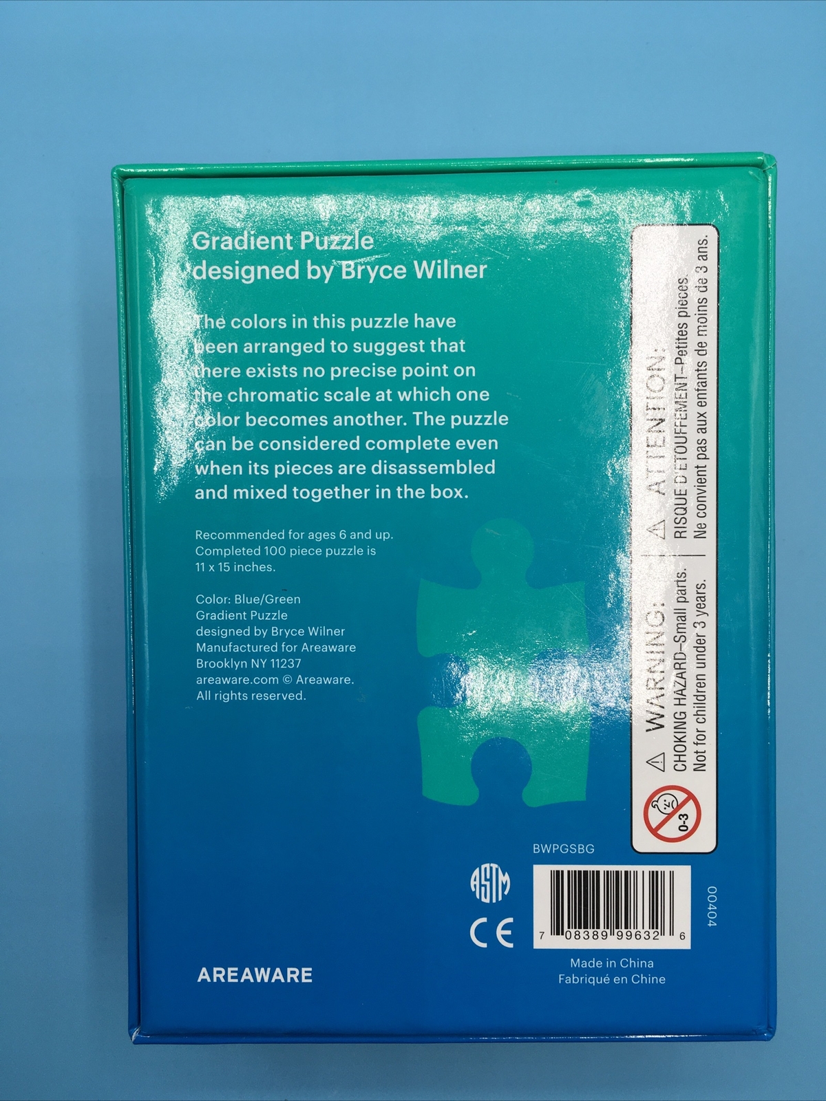 Areaware Gradient Puzzle by Bryce Wilner 500pcs Green to Blue 18 X 24 ...