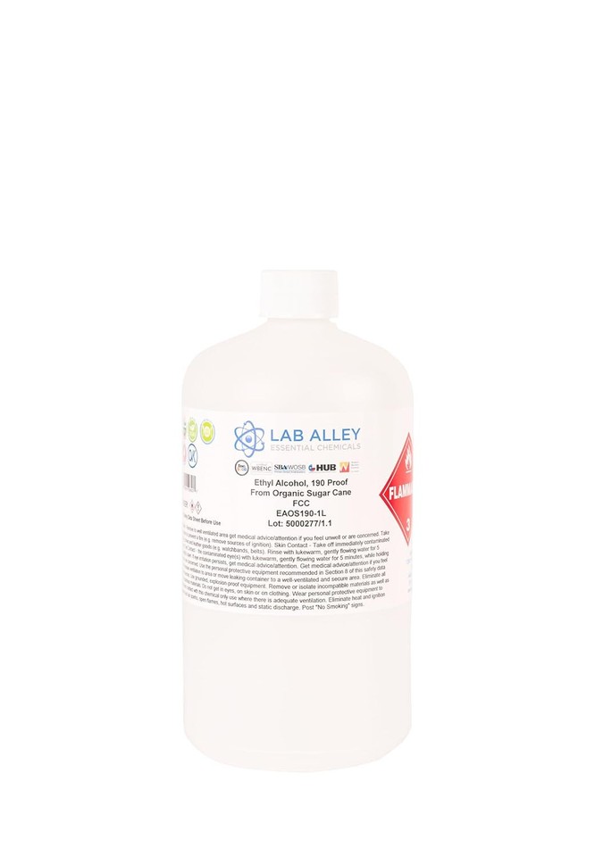 Sugar Proof 190 Gra Cane FCC Ethanol Organic/Vegan Alcohol, Food ...