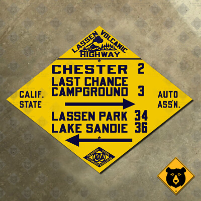 Lassen Volcanic Highway Chester California CSAA road sign auto club ...