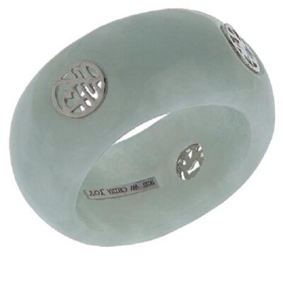 HSN Jade of Yesteryear Green Jade Sterling Silver Inspirational Band ...