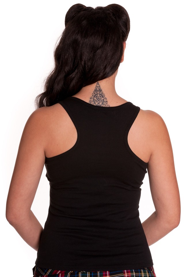 Hell Bunny Ribcage & Rose with Red Ribbon Lace-up Corset Racer Back ...