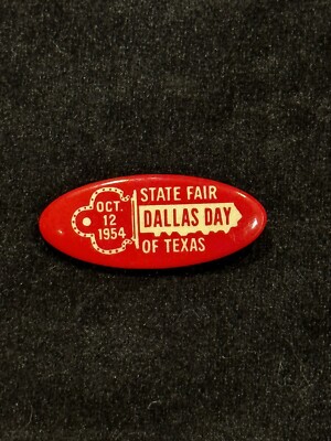 Vintage State Fair of Texas Pin Oct 12th 1954 Dallas Day TX Red Lapel ...