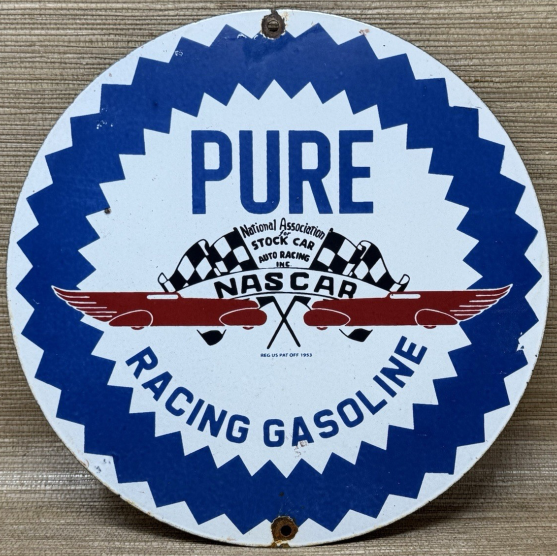 VINTAGE PURE GASOLINE PORCELAIN SIGN GAS STATION PUMP PLATE MOTOR OIL ...