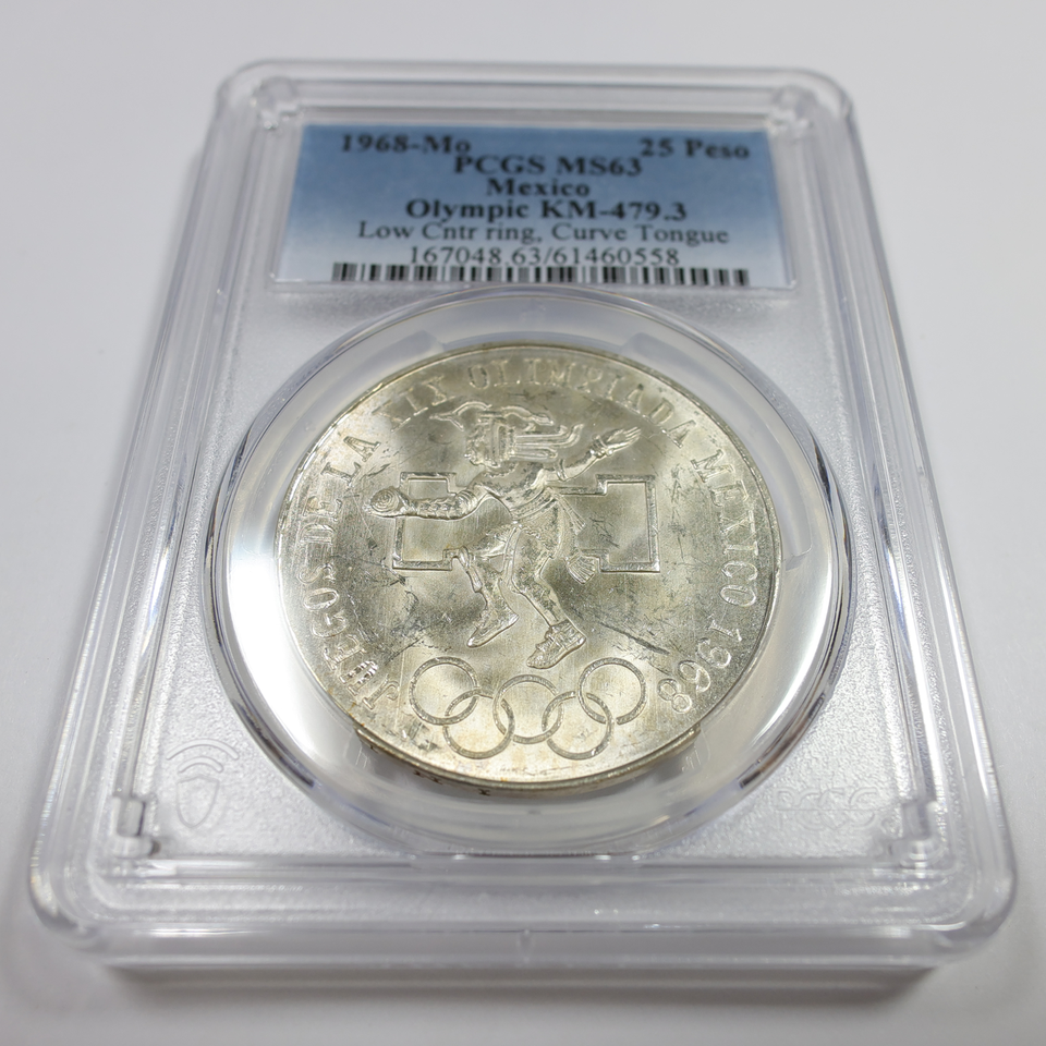 1968 Mo PCGS MS63 - Mexico Silver Olympic 25 Peso Coin KM 479.1 #58560A ...