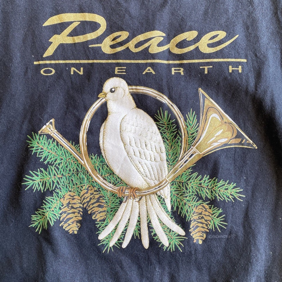 Vintage Jerzees Sweatshirt 3XL Peace On Earth Dove Graphic Made USA 90s ...