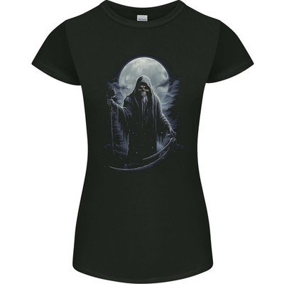 T-Shirt Donna Taglio Petite Teschio Grim Reaper Luna Piena | eBay
