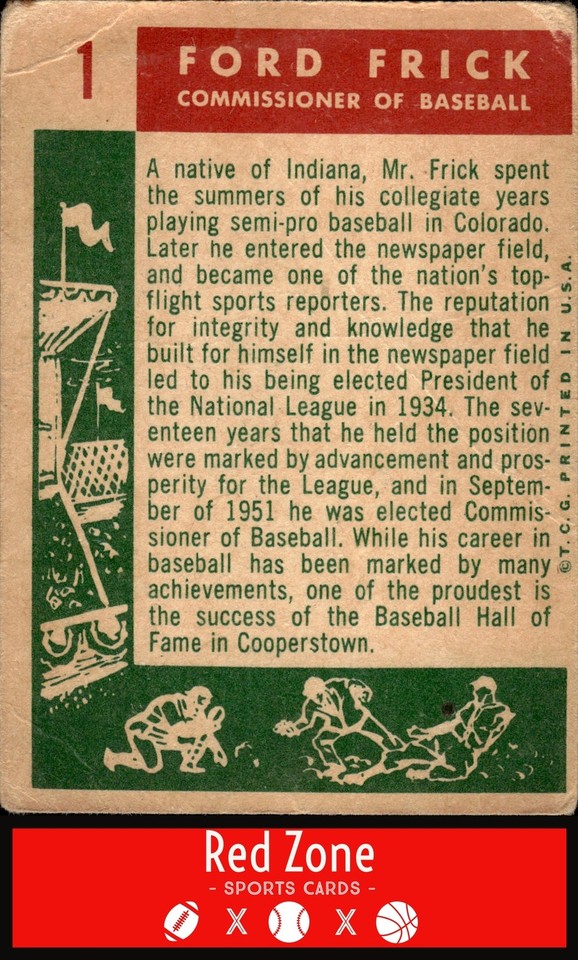 1959 Topps - #1 Ford Frick VG. (creased) | eBay