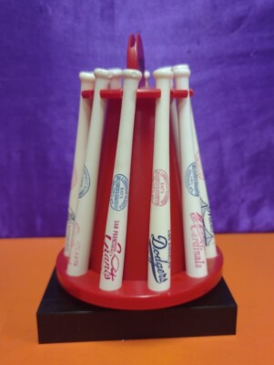 Vtg Louisville Slugger National League Baseball Bat Bank 10 Mini Bats ...