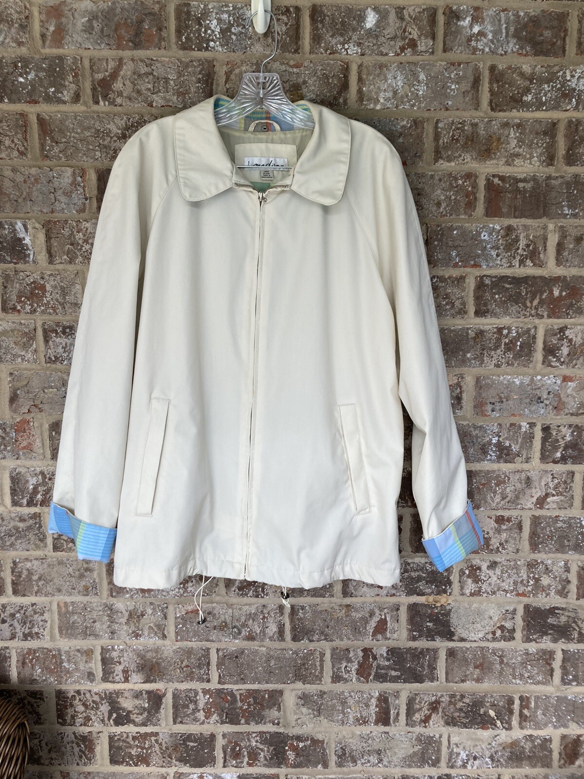 1 Madison Women's Pale Yellow jacket Large Zipper Do… - Gem