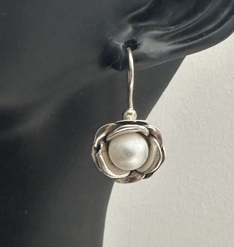 Vintage Handmade Israel 925 Sterling Silver Pearl Dangle Earrings | eBay